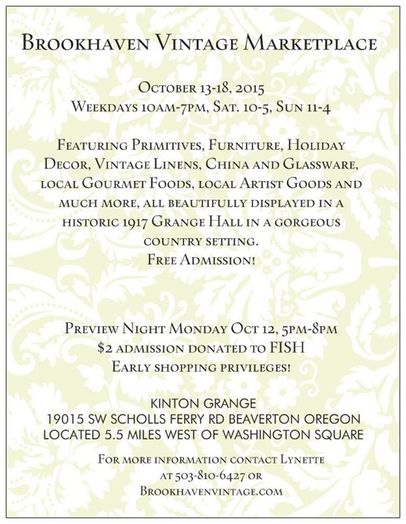 Fall 2015 Show Dates! | Brookhaven Vintage Marketplace